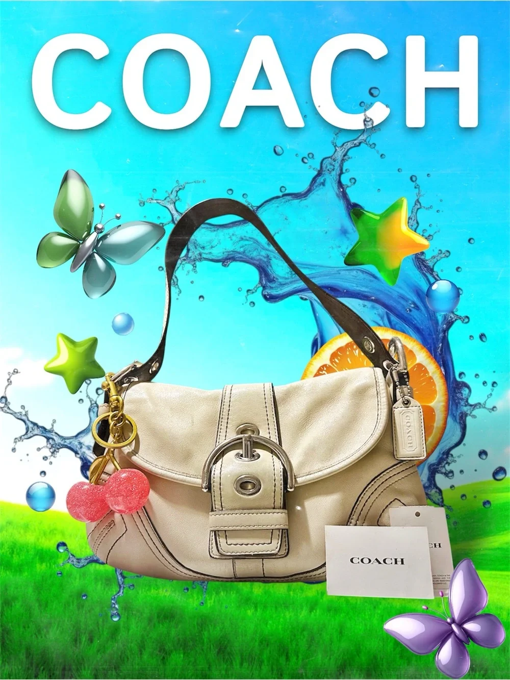 Coach | Bags | Vintage Coach Soho Shoulder Bag Cream Pebbled Soft ...